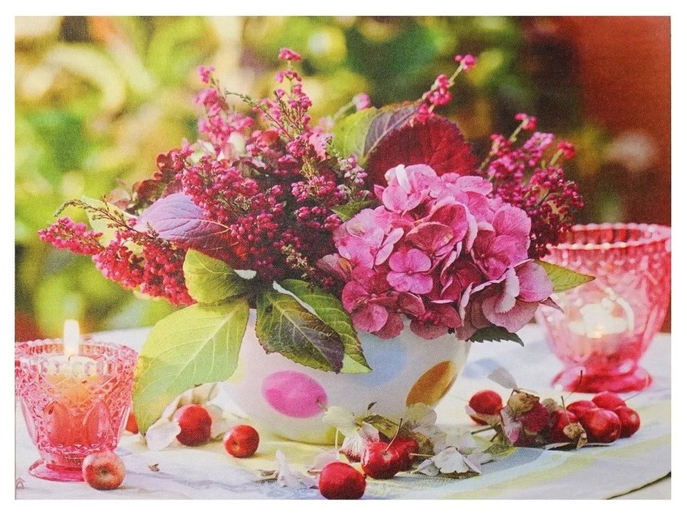 "LED Lighted Candles Floral Arrangement" Canvas Wall Art - Farmhouse ...