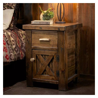 Antler and Barnwood Enclosed Nightstand - Rustic - Nightstands And ...