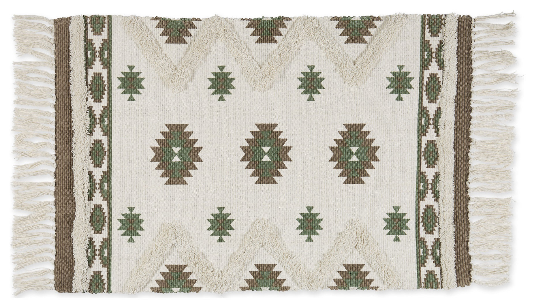 Southwestern Textured Fringe - Stone & Blue - 4 X 6 Ft - Area Rugs - by ...