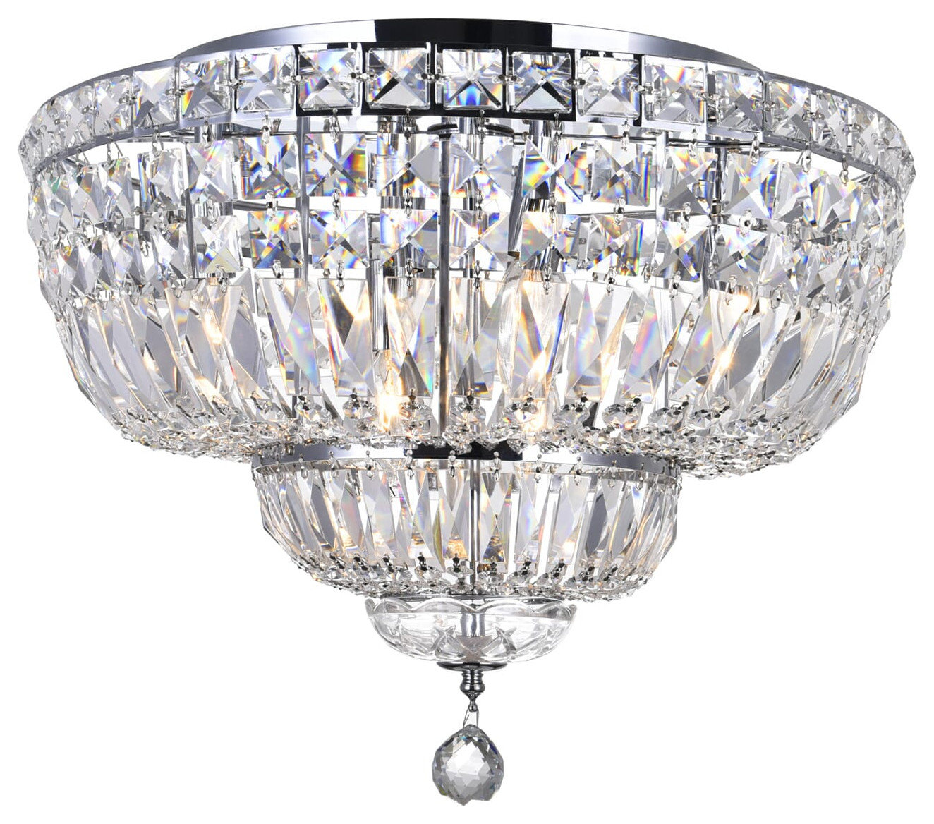 Chrome Eight Light Flush Mount from the Stefania Collection, 16.000 ...