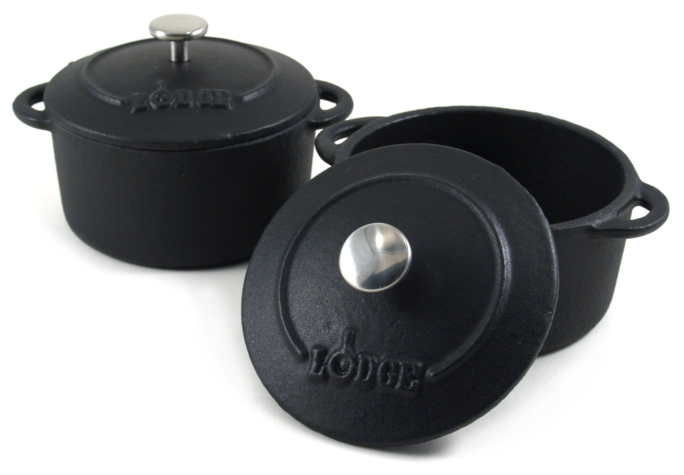 Lodge Black Enameled Cast Iron Mini Round Cocotte, Set of 2 ...