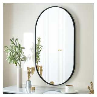 Easly Oval Aluminum Alloy Framed Wall Mirror, 20x36 - Transitional ...