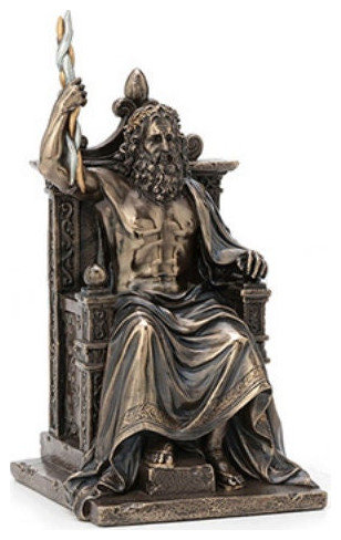 Zeus Holding Thunderbolt Sitting On Throne Statue - Traditional ...