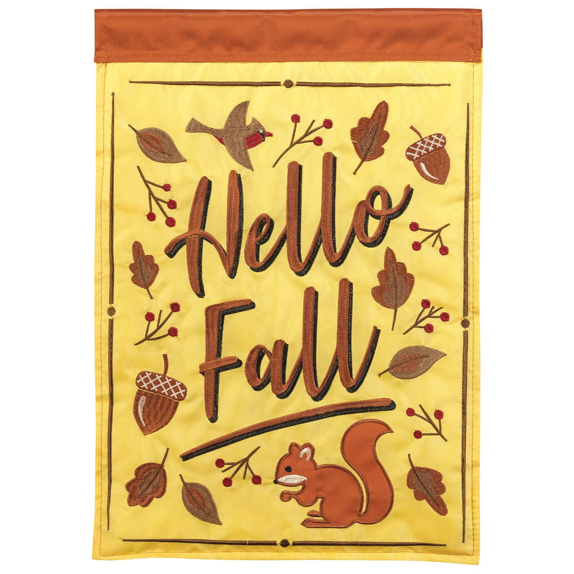 Squirrel Hello Fall, Applique Flag, Garden - Traditional - Flags And ...