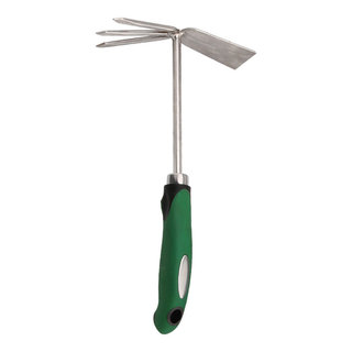 Stainless Fork/Hoe Combo Tool With Green Handle - Transitional - Forks ...