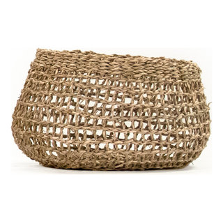 Wide Netted Woven Basket, Small - Beach Style - Baskets - by Zentique ...