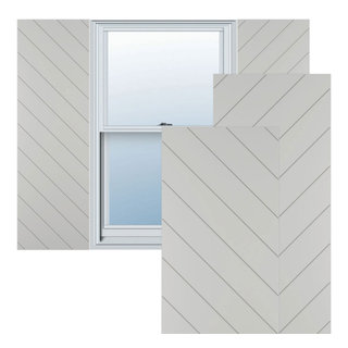 True Fit PVC Diagonal Slat Modern Style Fixed Mount Shutters, 12"W x 31 ...