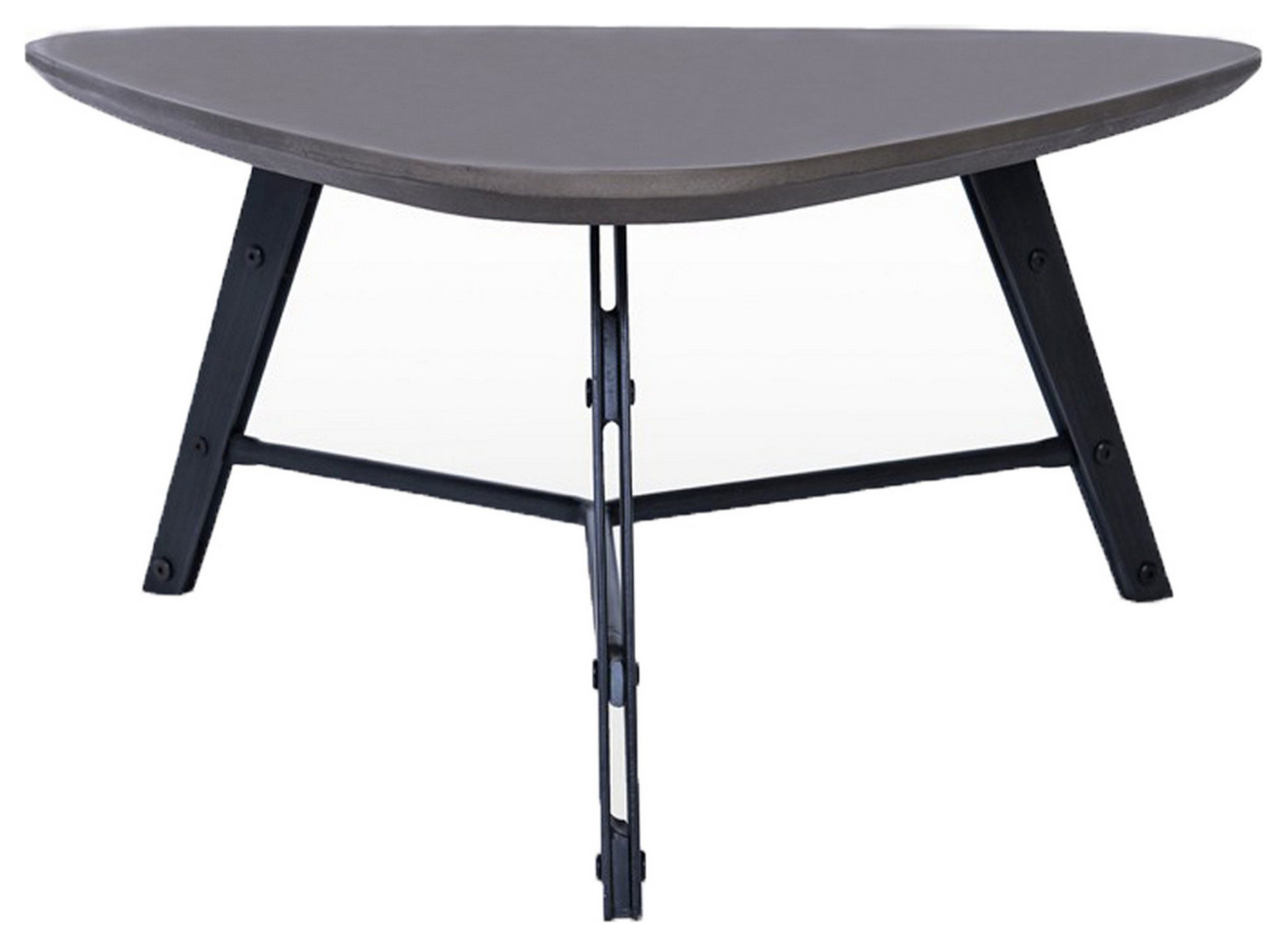 Triangular Coffee Table with Faux Concrete Coated Top, Gray and Black ...
