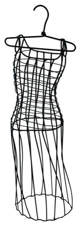 Elegant Black Iron Wire Dress Form Jewelry Holder Tabletop Gown Hanger ...