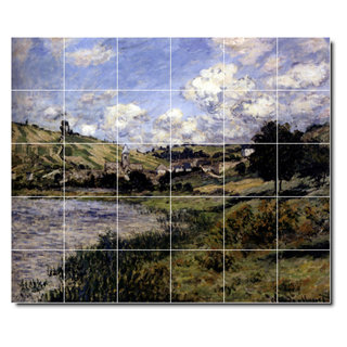 Claude Monet Landscapes Painting Ceramic Tile Mural #183, 72" Wide x 60 ...