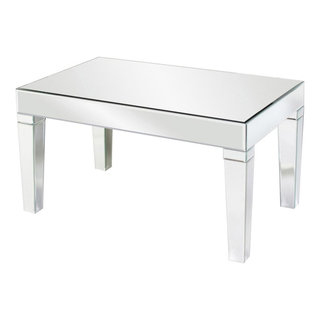 Elegant Silver Mirrored Coffee Table, Modern Square Accent for Home ...