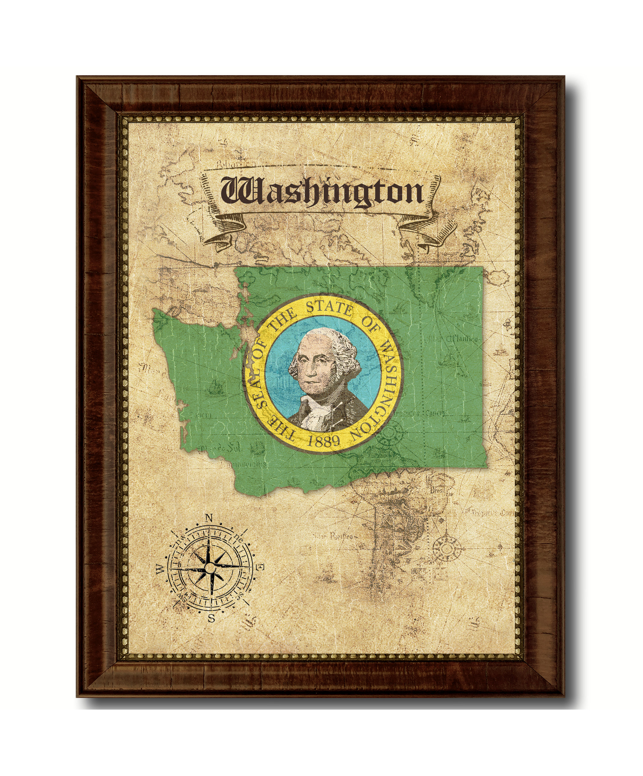 Washington State Vintage Map, 15"x19", 30"x39" - Traditional - Prints ...