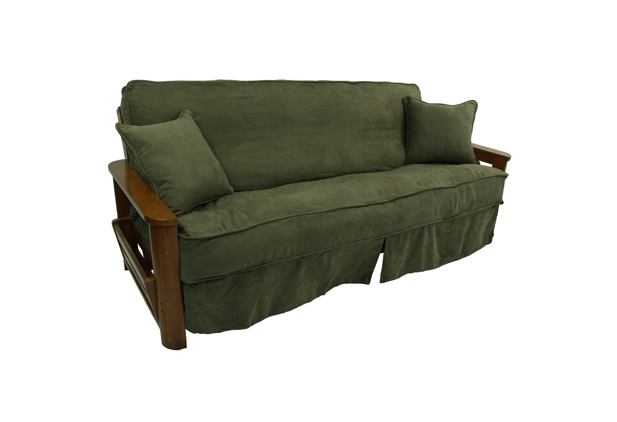 Full Futon Slip Cover With Throw Pillows, 3-Piece Set, Hunter Green ...