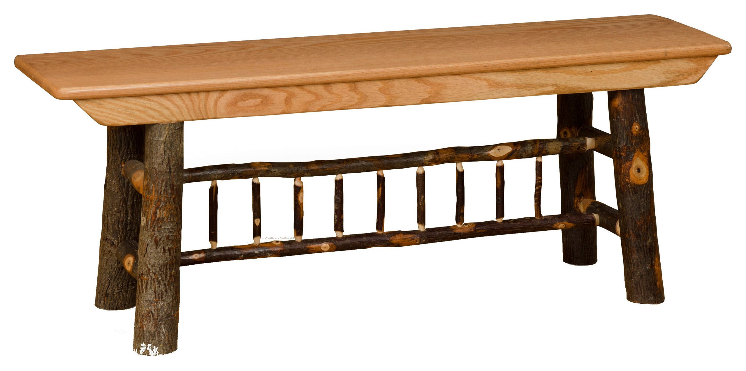 Hickory Log Farm Bench, 3 Foot - Rustic - Accent And Storage Benches ...