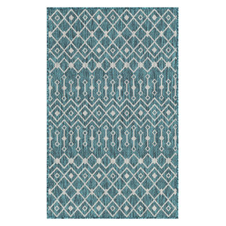 Rug Unique Loom Outdoor Trellis Teal Rectangular 3' 3 x 5' 3 ...