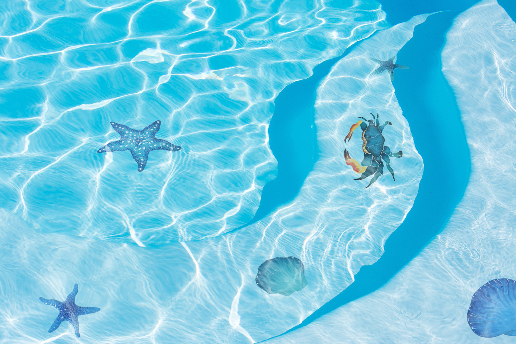 Mini Starfish Ceramic Swimming Pool Mosaic - Beach Style - Accent Trim ...