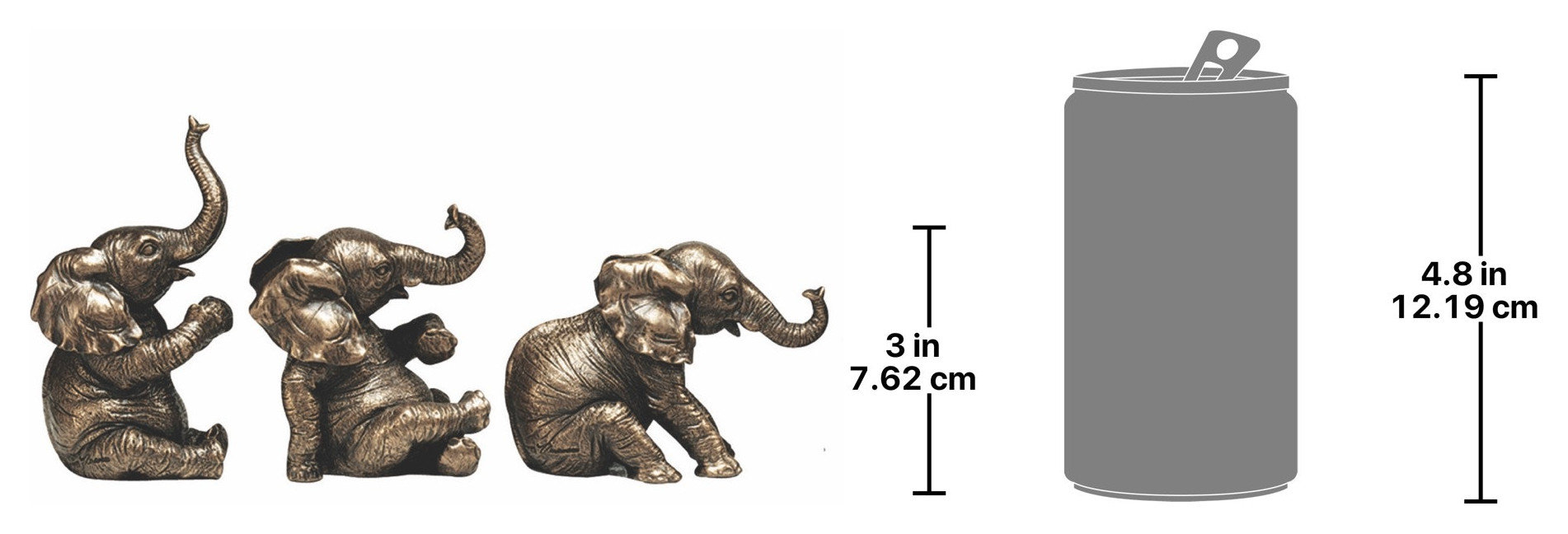 Playful Pachyderms Sculptures, Set of 5, 3"Wx2"Dx2"H 1 lbs ...