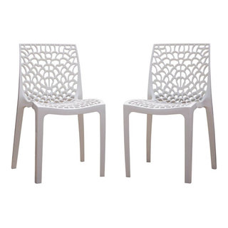 Strata Furniture Karissa Weatherproof Chairs in White (Set of 2 ...