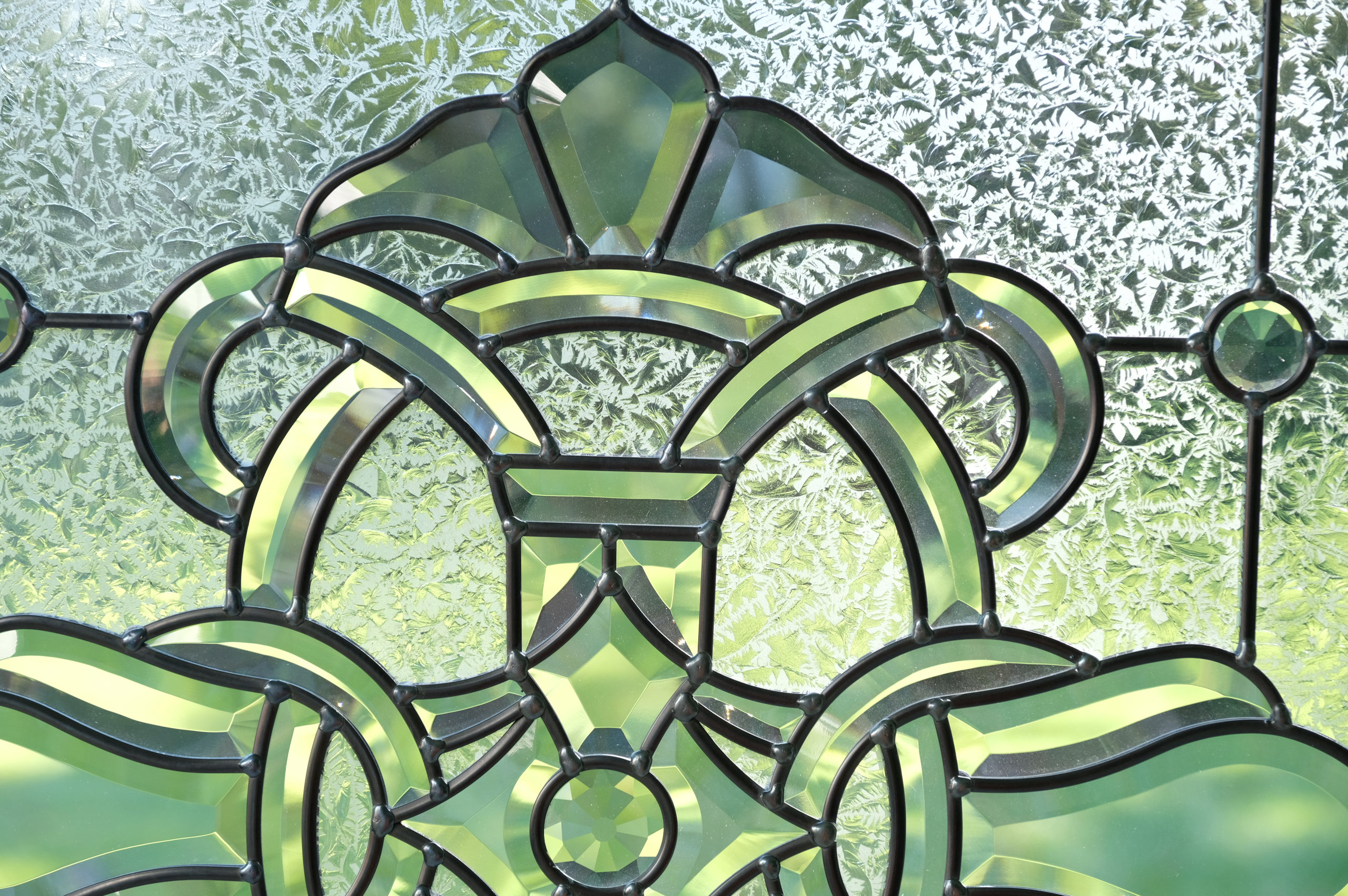 Handcrafted All Clear Beveled glass window panel 24" x 24 ...