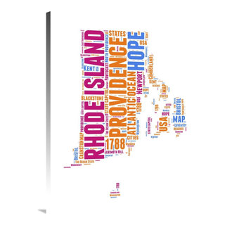"Rhode Island Word Cloud Map" Fine Art Print, 30" x 40" - Modern ...