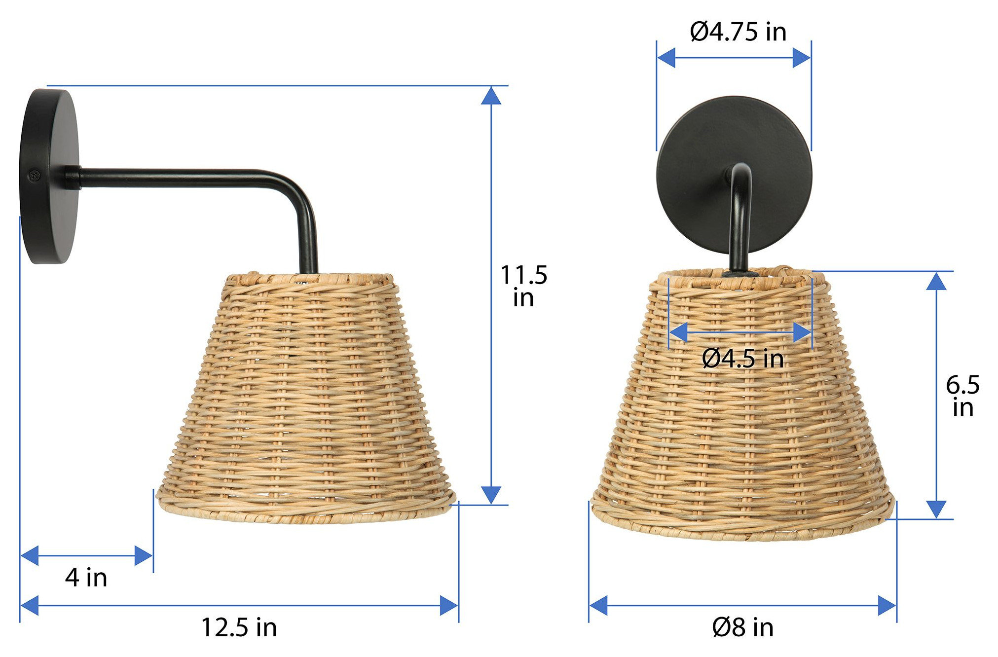 Wicker Cone Wall Sconce w. Gooseneck, Natural - Tropical - Wall Sconces ...