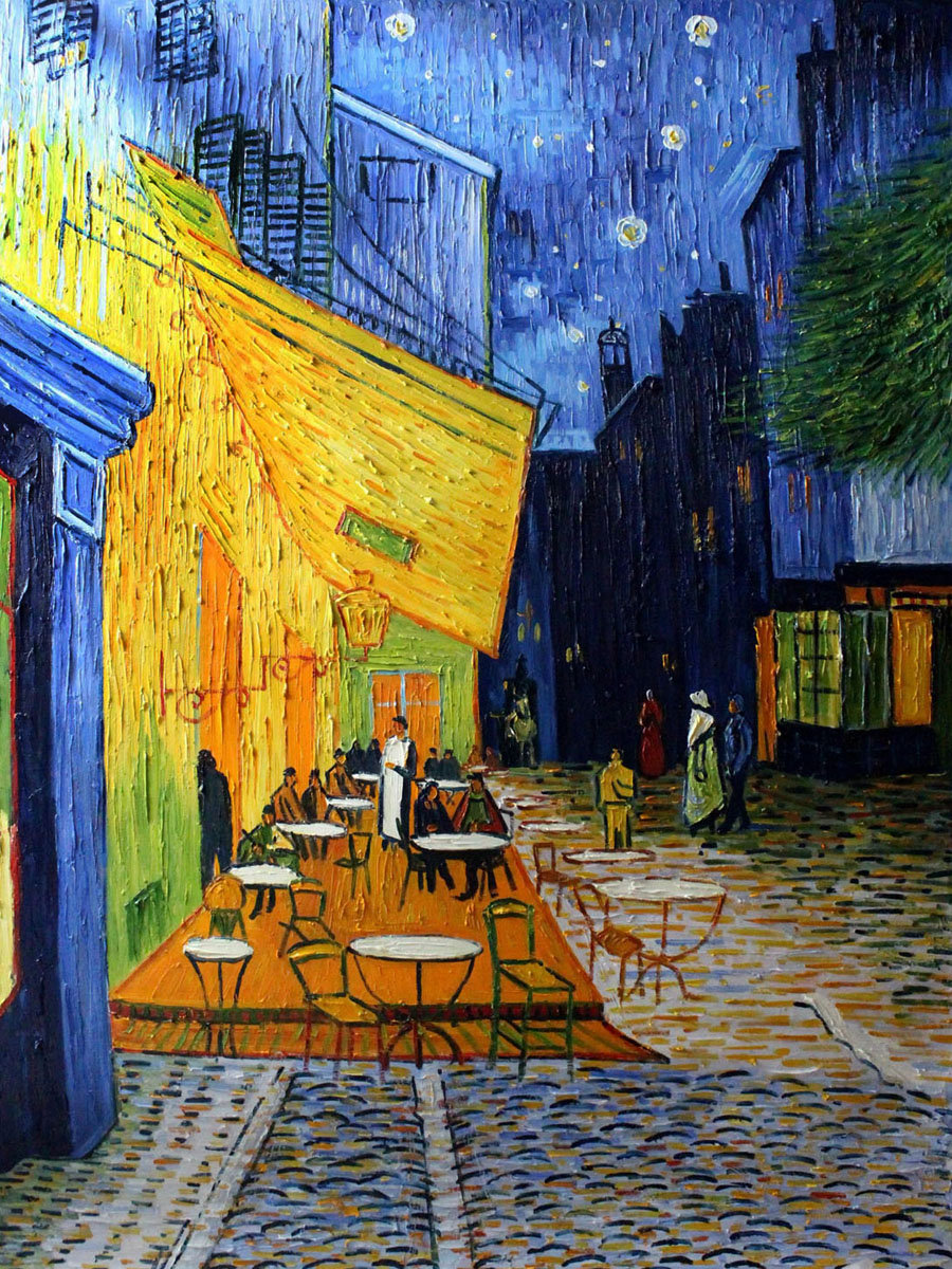 Cafe Terrace at Night, 36X48 - Modern - Paintings - by overstockArt | Houzz