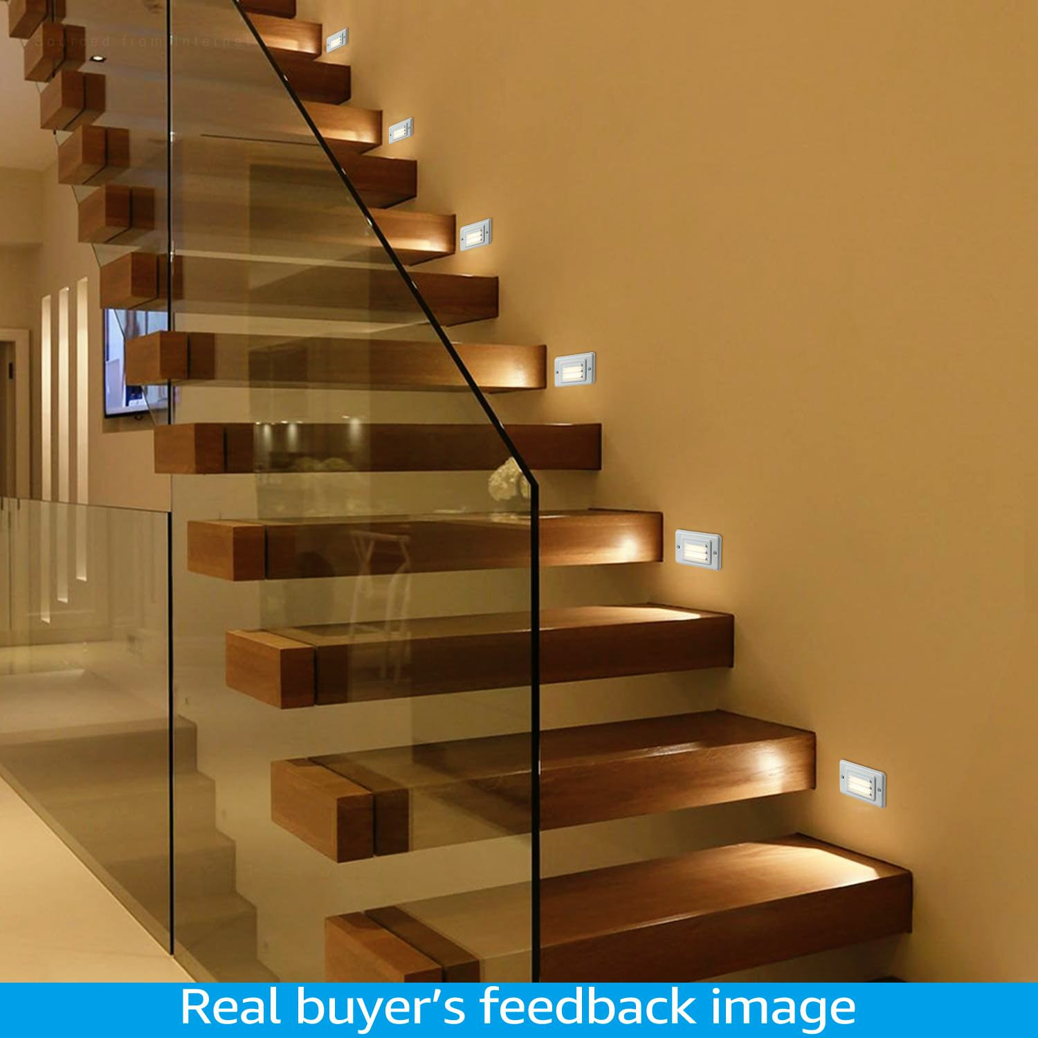 3 Pack LED Step Lights Indoor, Wall Mount Stair Lighting With Louver ...