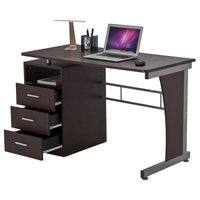 Computer Desk With Ample Storage, Chocolate, Chocolate - Contemporary ...