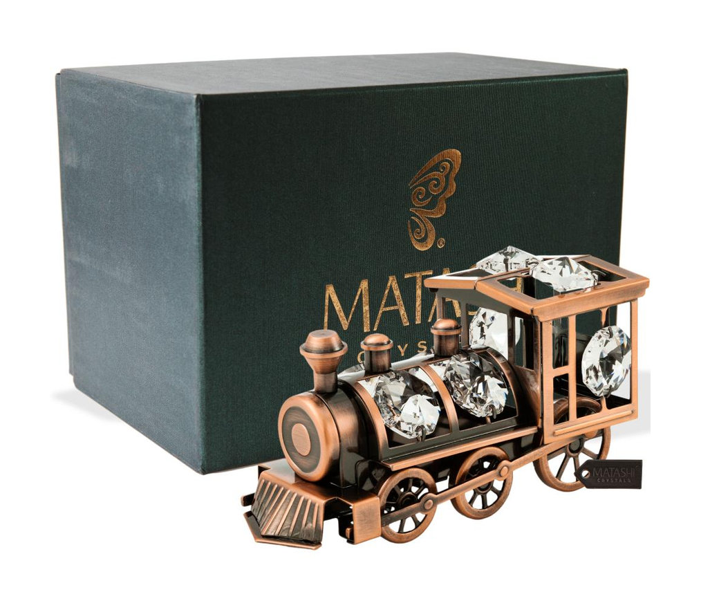 Copper Plated Train Figurine With Clear Crystals - Industrial ...