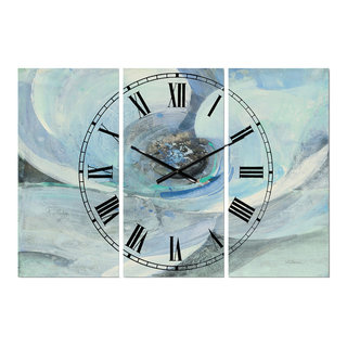 Watercolor Moonlight Magnolia I Farmhouse 3 Panels Metal Clock ...