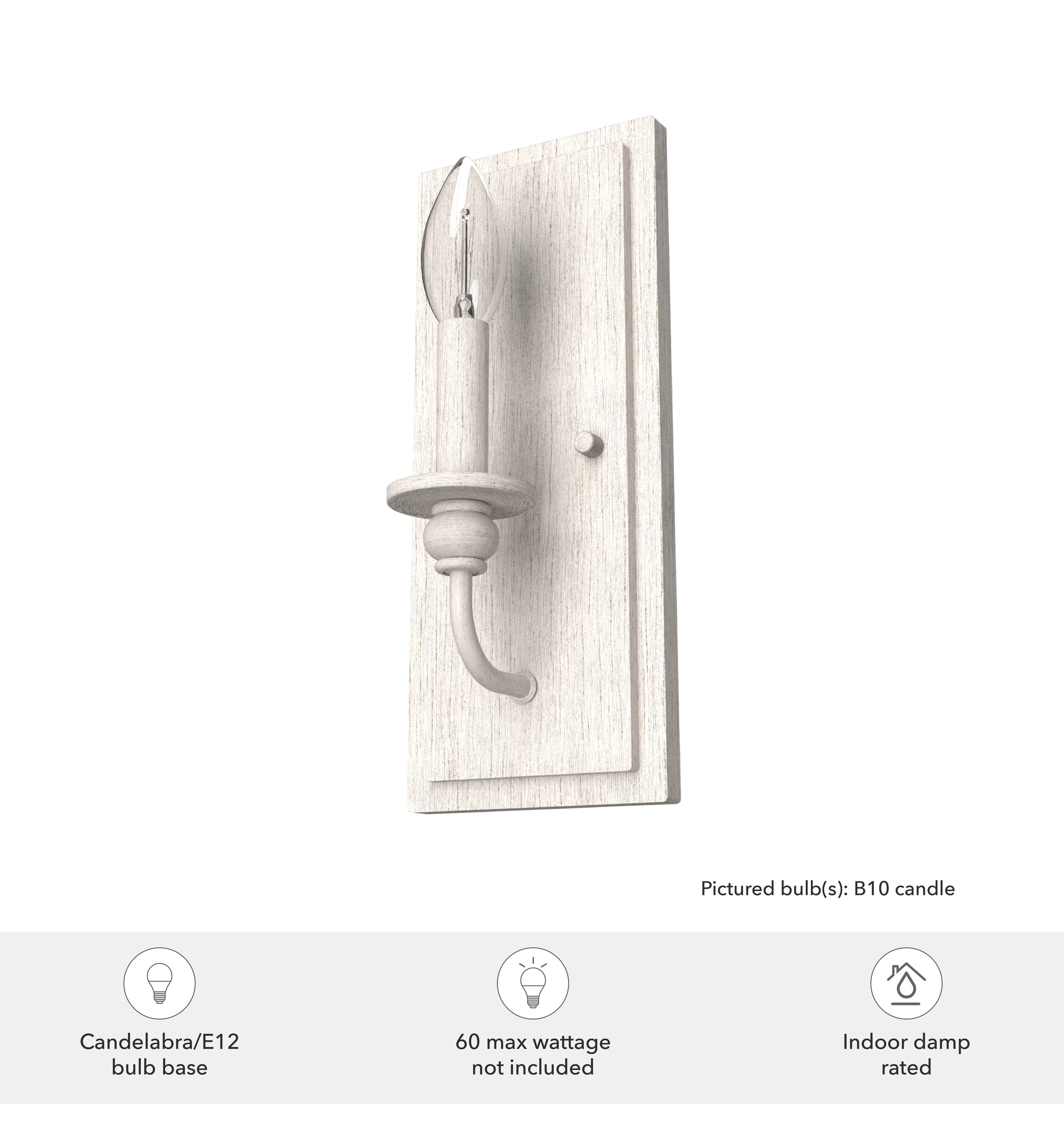 Southcrest Distressed White 1-Light Sconce Wall - Farmhouse - Wall ...