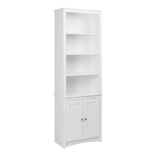 Tall Bookcase With 2 Shaker Doors, White - Contemporary - Bar Stools ...