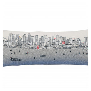 35" White Seattle Daylight Skyline Lumbar Decorative Pillow ...