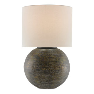 Brigands 1-Light Table Lamp in Antique Gold with Black with Whitewash ...