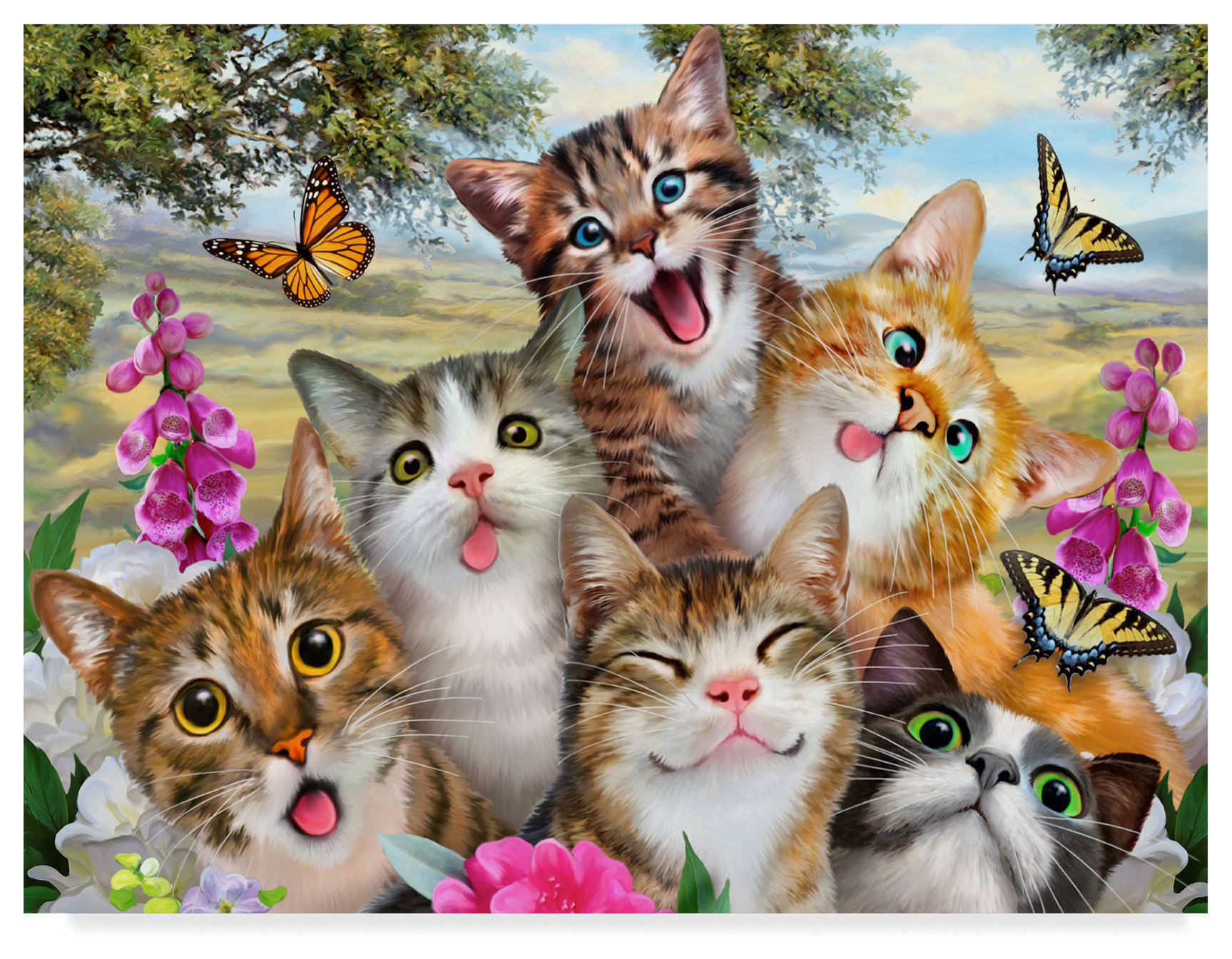 "Goofy Kittens" by Howard Robinson, Canvas Art, 32"x24" - Contemporary ...