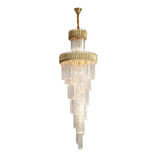 Art Deco | Black and Gold Crystal Chandelier for Hall and Staircase, 27 ...