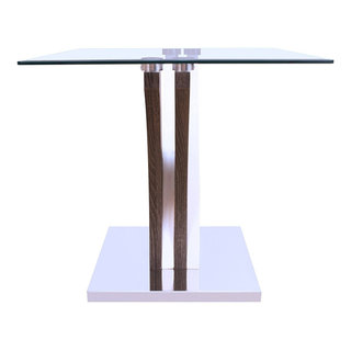 Dark Wood and White Glass Side Table - Contemporary - Side Tables And ...
