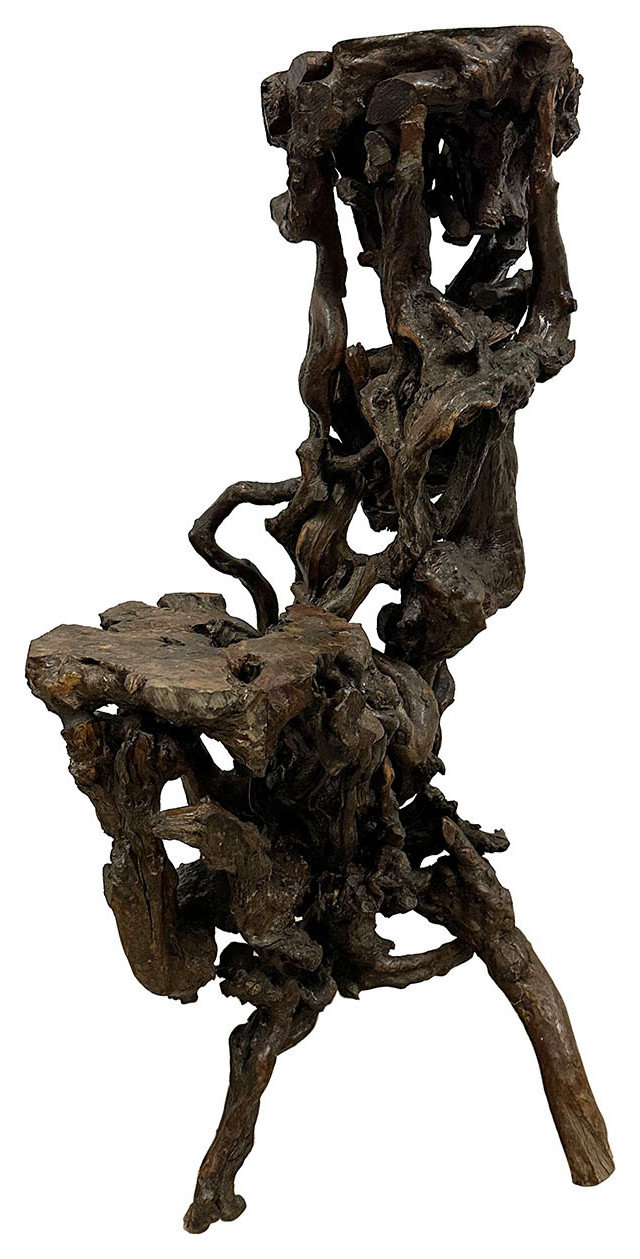 Consigned Mid-Century Chinese Natural Organic Tree Roots Plant Stand ...