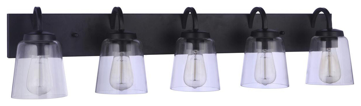 Elsa 5 Light Bathroom Vanity Light, Flat Black - Transitional ...
