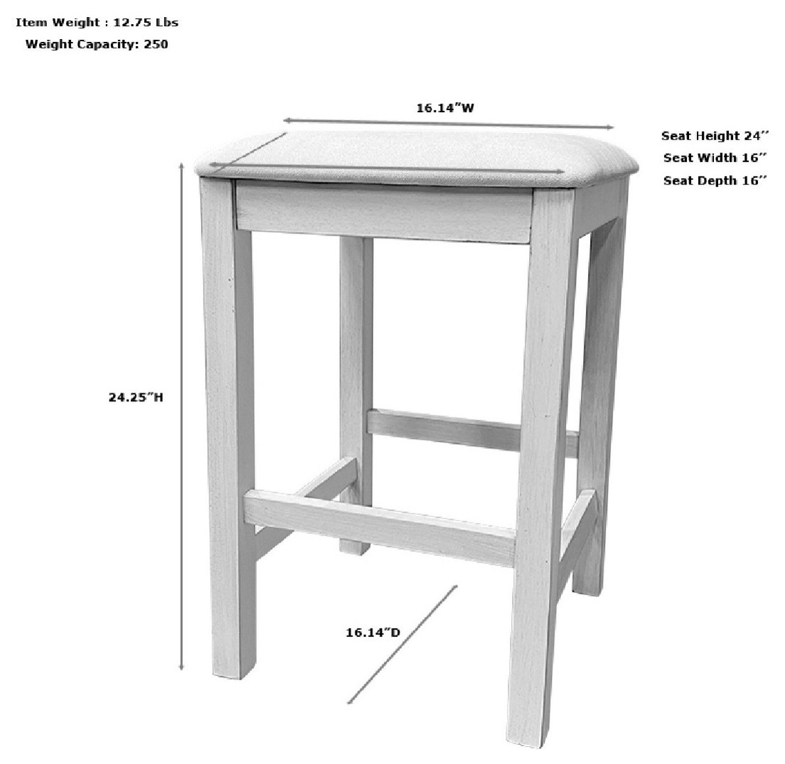 Tristan Backless Counter Stool, Antique White With White Fabric, Set of ...
