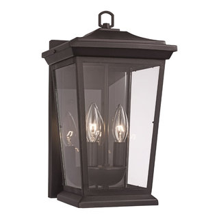 2 Light Wall Lantern in Black with Clear Glass - Transitional - Outdoor ...