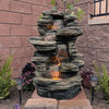 Outdoor Electric Stacked Shale Patio Garden Water Fountain With LED ...