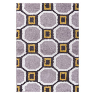 Well Woven Madison Shag Tiergarten Helix Rug, Gray Gold, 6'7'' x 9'10 ...