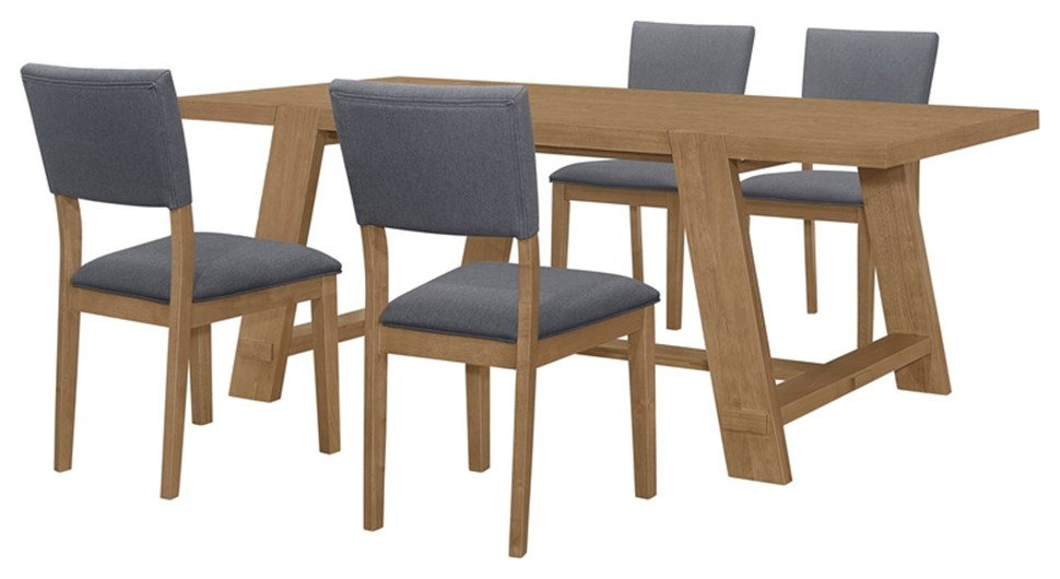 Coaster Sharon 5-piece Wood Rectangular Trestle Base Dining Table Set ...