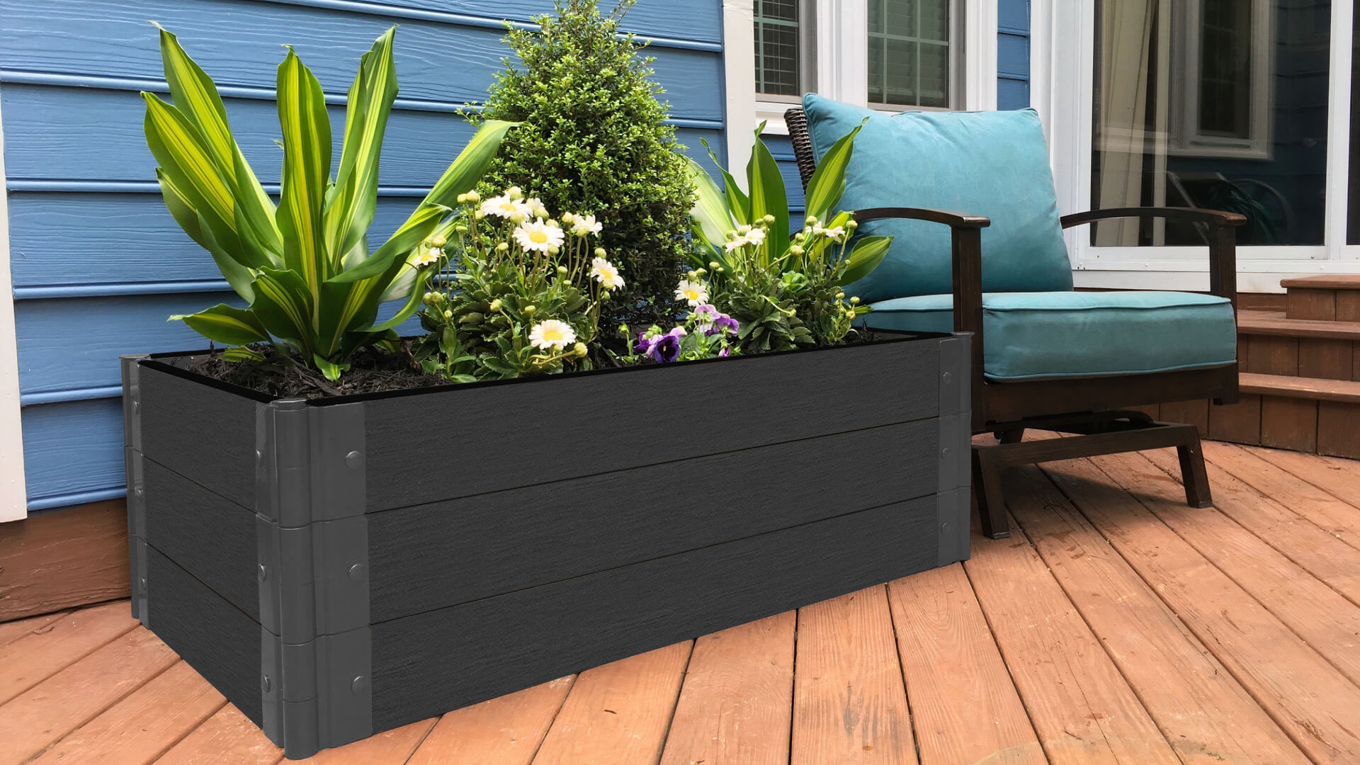 Weathered Wood 2" Tool Free, 2Ft: 2x4x16.5' Garden Raised Bed ...