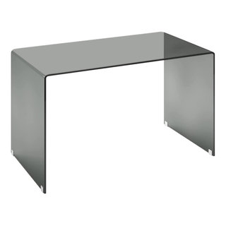 Computer Desk Bent Glass Contemporary Rectangular Shaped PC Laptop ...