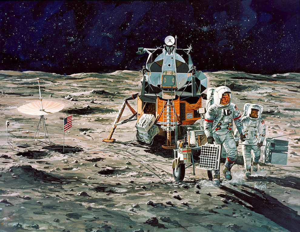 Artist's Illustration of Apollo 14 Crewmen Print, 11" x 17 ...