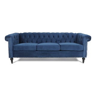 CRO Decor 83.5'' Traditional Square Arm Removable Cushion 3 Seater Sofa ...