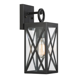 1-Light Exterior Wall Sconce, Black - Transitional - Outdoor Wall ...