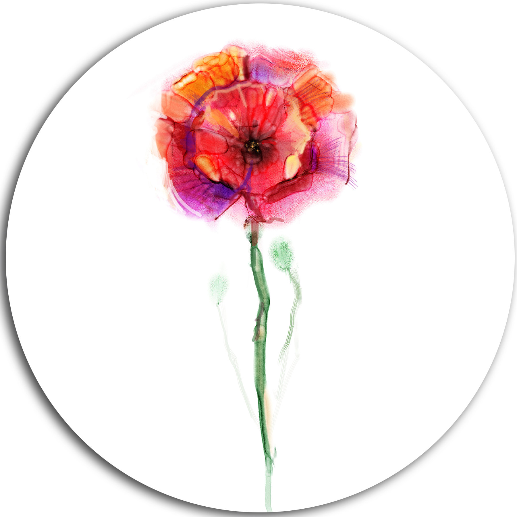 Isolated Poppy Flower In Full Bloom, Flower Disc Metal Artwork, Disc of ...